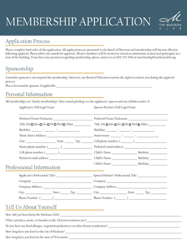 Fillable Online membershipworks.comimprove-your-membershipImprove Your Membership Application ...