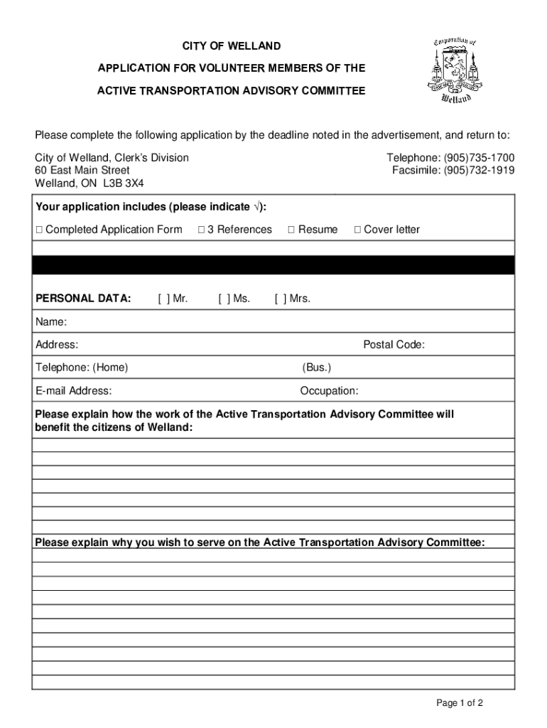 Fillable Online Active Transportation Advisory Cmt. Application Form ...