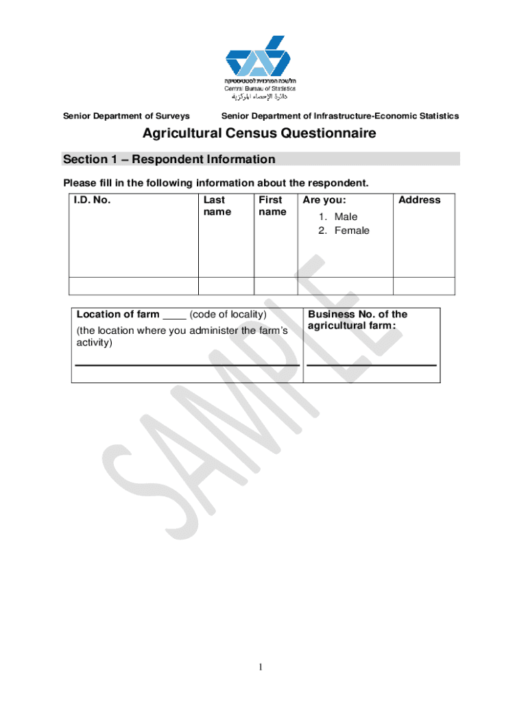 Fillable Online Agricultural Census Questionnaire Fax Email Print ...