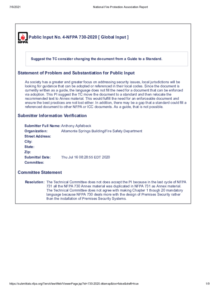 Fillable Online Public Input No. 4-NFPA 730-2020 Global Input Statement ...