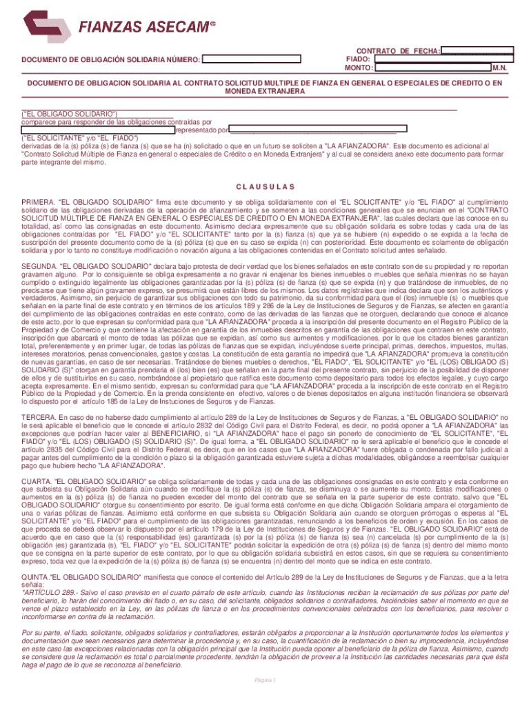 Fillable Online FIANZAS TODO LO QUE DEBES SABER DE ELLAS TIPOS Y USOS ...