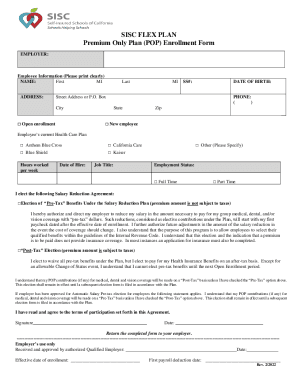 Fillable Online sisc kern SISC FLEX PLAN Premium Only Plan (POP ...