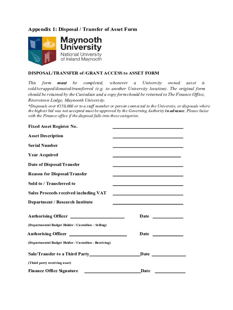 Fillable Online Asset Disposal Form TemplateJotformAsset Disposal ...