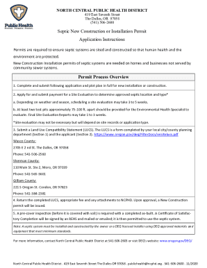 Fillable Online Septic New Construction or Installation Permit ...