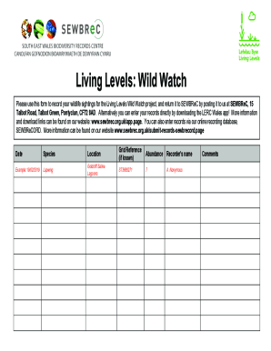 Fillable Online Sighting Report Form for Wildwatch 2019 Fax Email Print ...