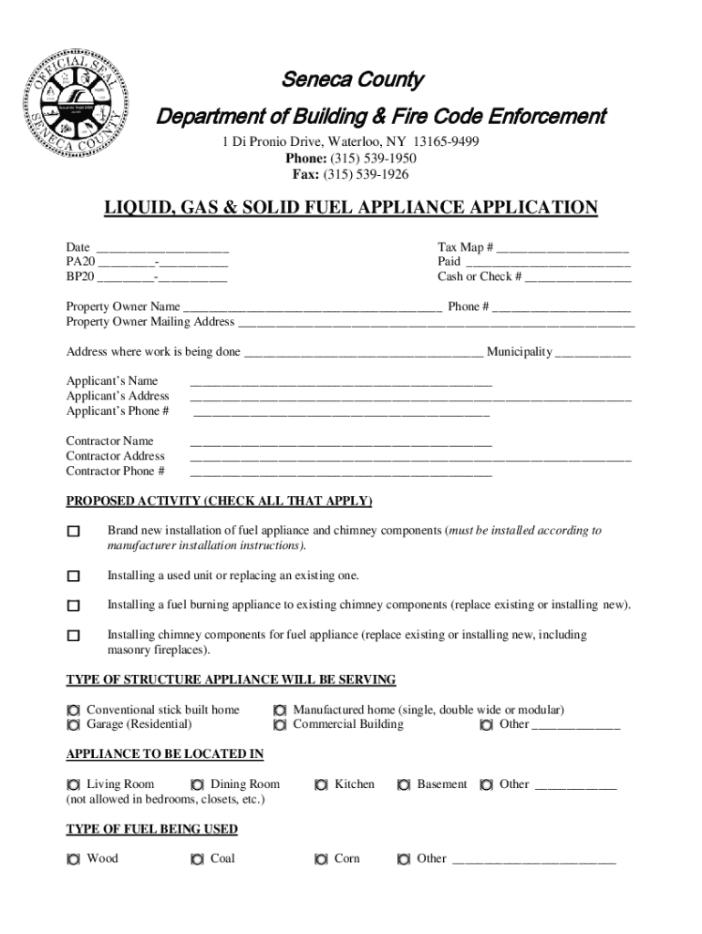 Fillable Online Seneca County Building and Fire Code Enforcement ...