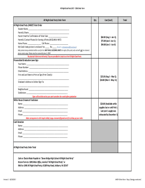 Fillable Online All Night Grad Party Order Form Fax Email Print - pdfFiller