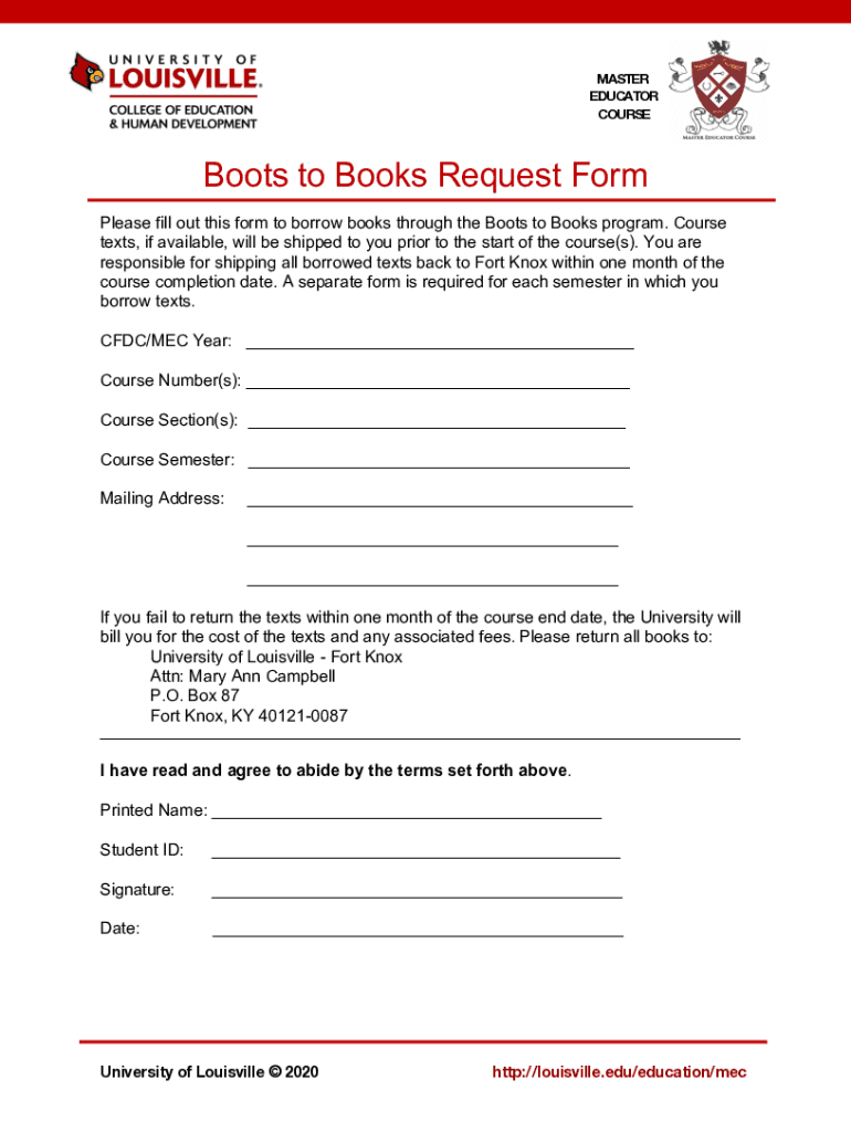 Fillable Online Boots to Books Request Form Fax Email Print - pdfFiller
