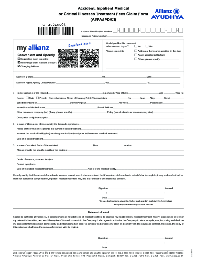 Fillable Online www.aia.com.sgcontentdamAccident and Hospitalisation ...