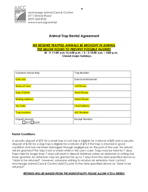 Fillable Online Animal Trap Rental Agreement - Anchorage - Muni.org Fax ...