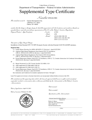 Fillable Online rgl faa Supplemental Type Certificate - Fill Online ...