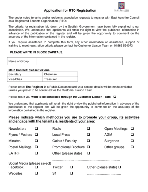 Fillable Online Housing-Registered Tenants Organisation Application ...