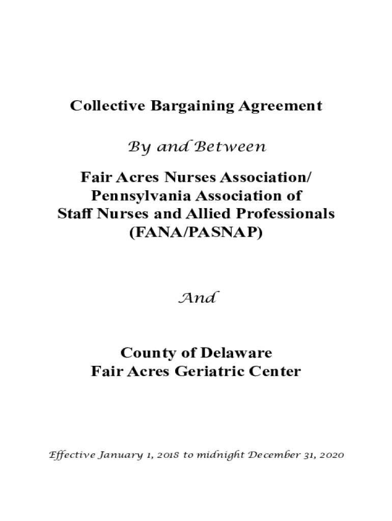 Fillable Online Collective Bargaining Agreement Fair Acres Nurses Association Fax Email Print ...