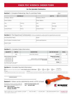 Fillable Online KNOX FDC WRENCH ORDER FORM - Knox Box Fax Email Print ...