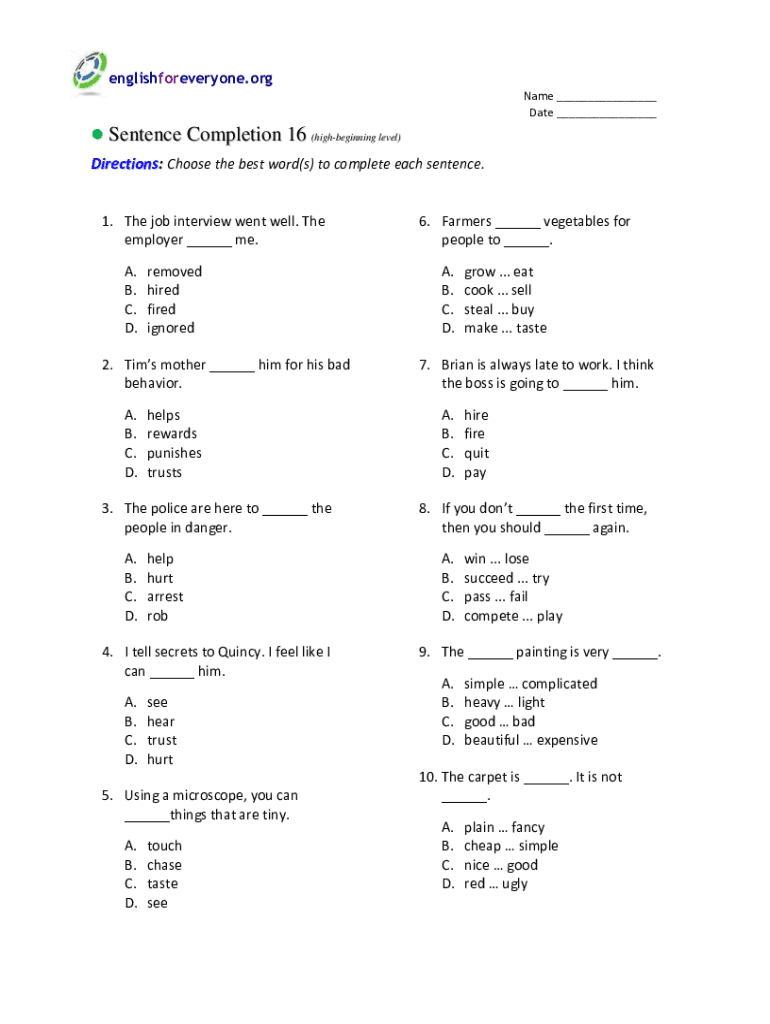 Fillable Online www.pdffiller.com80117990--org-Name-DateFillable Online englishforeveryone org ...