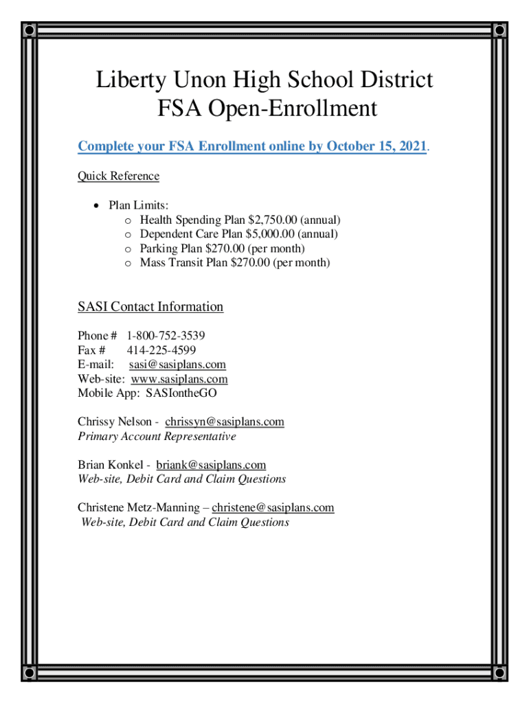 Fillable Online Liberty Unon High School District FSA Open-Enrollment ...