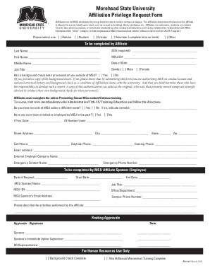 Fillable Online Affiliation Privilege Request Form - Morehead State ...