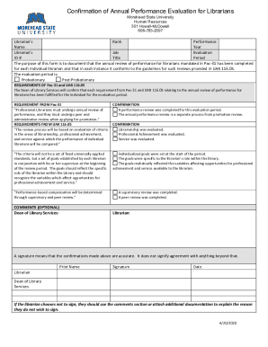 Fillable Online Librarian Performance Evaluation Form Fax Email Print ...