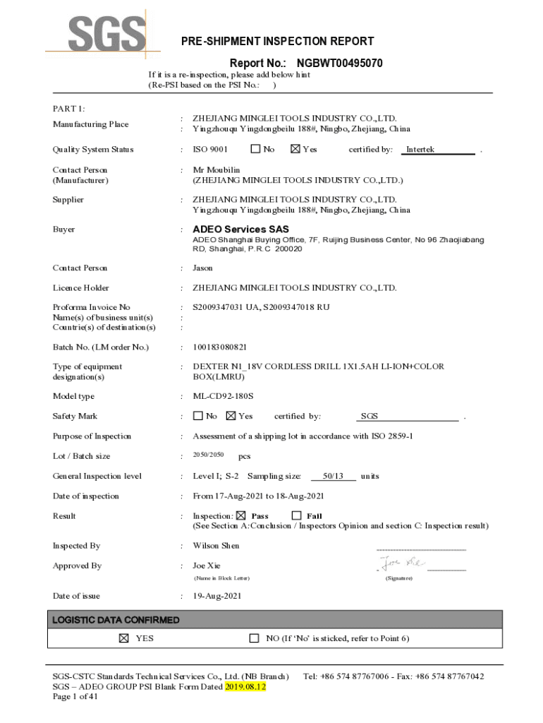 Fillable Online www.qima.compre-shipment-inspection-reportPre-Shipment ...