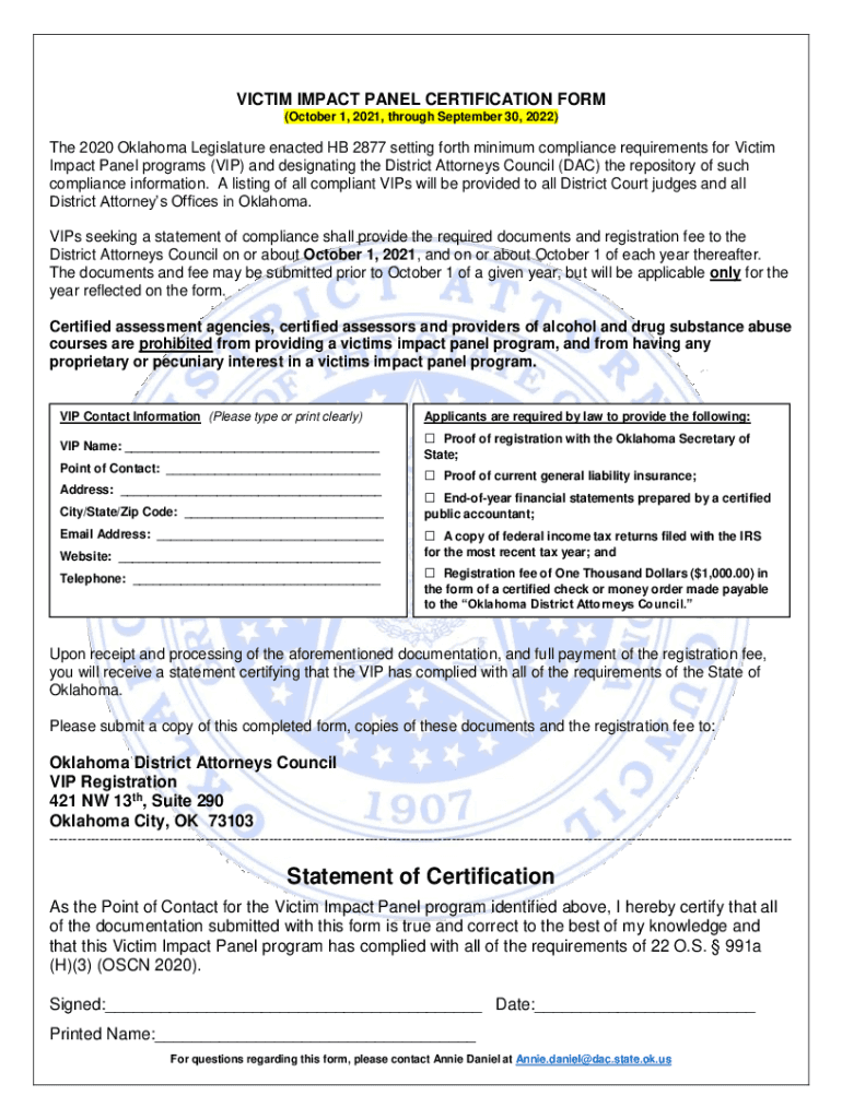 Victim Impact Panel - Fill Online, Printable, Fillable, Blank | pdfFiller