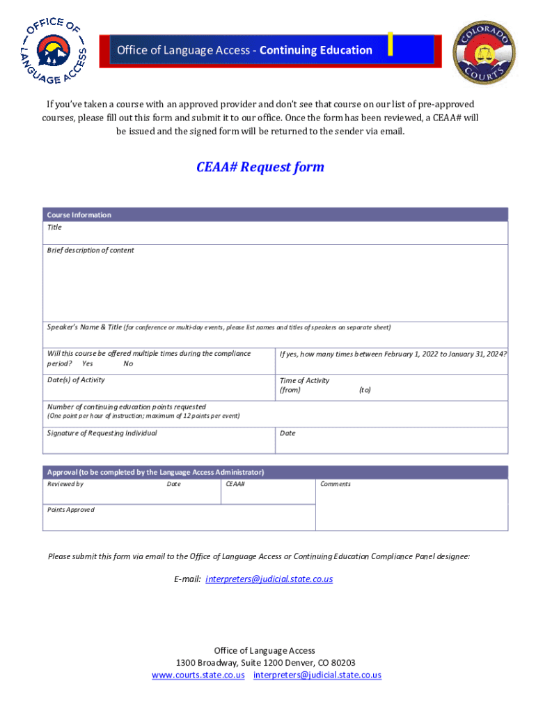 Fillable Online CEAA# Request form Fax Email Print - pdfFiller