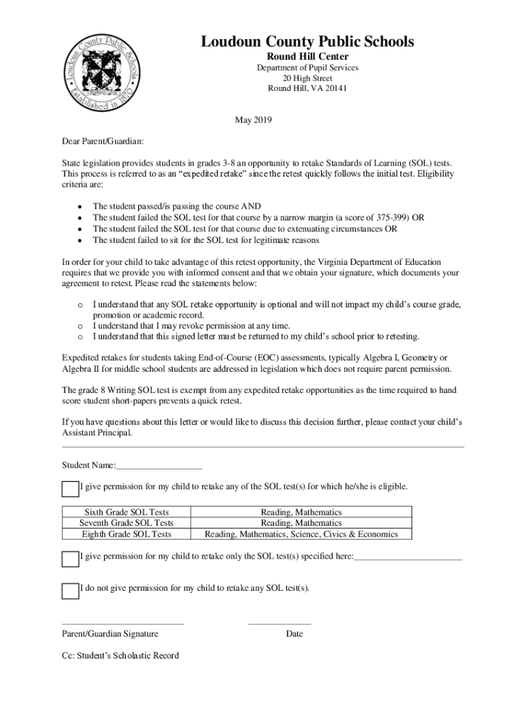 Fillable Online Round Hill Elementary School / Overview - Loudoun ...