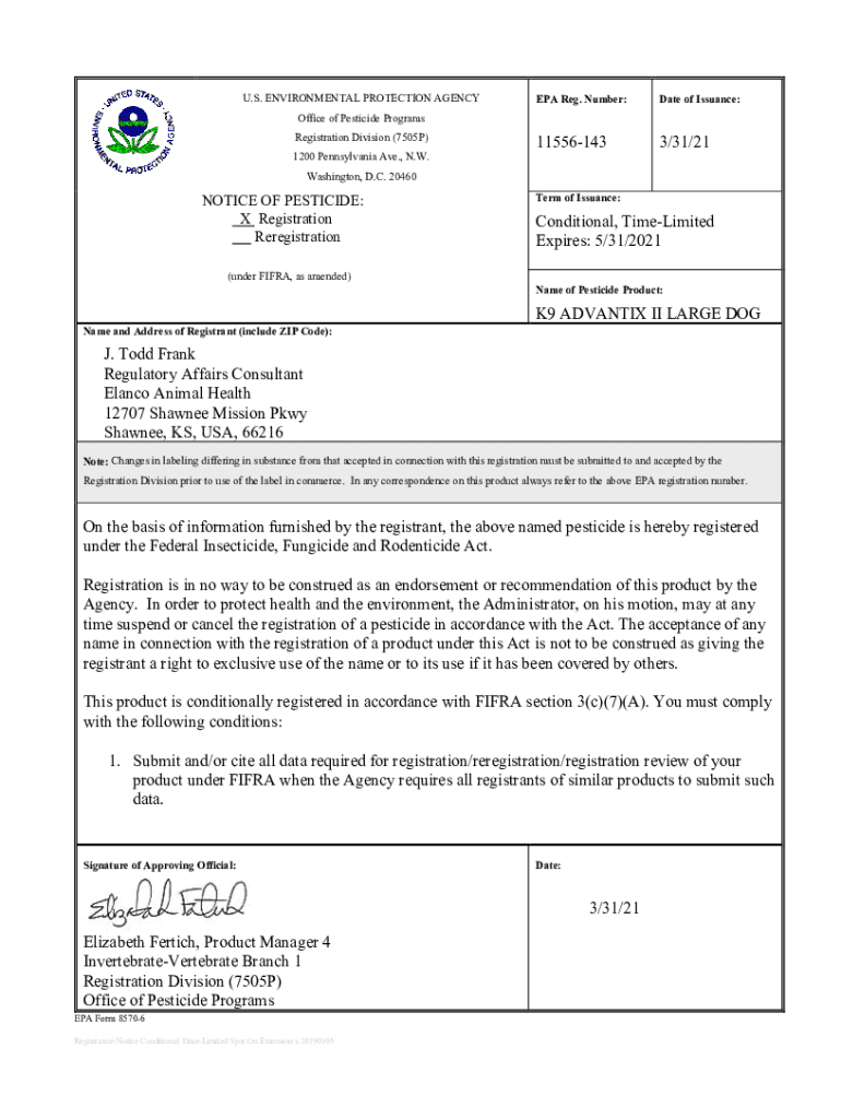Fillable Online US EPA, Pesticide Product Label, K9 ADVANTIX II LARGE ...