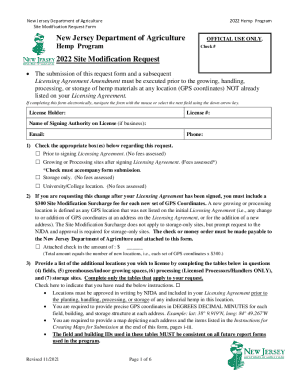 Fillable Online 2022 Site Modification Request Form New Jersey ...