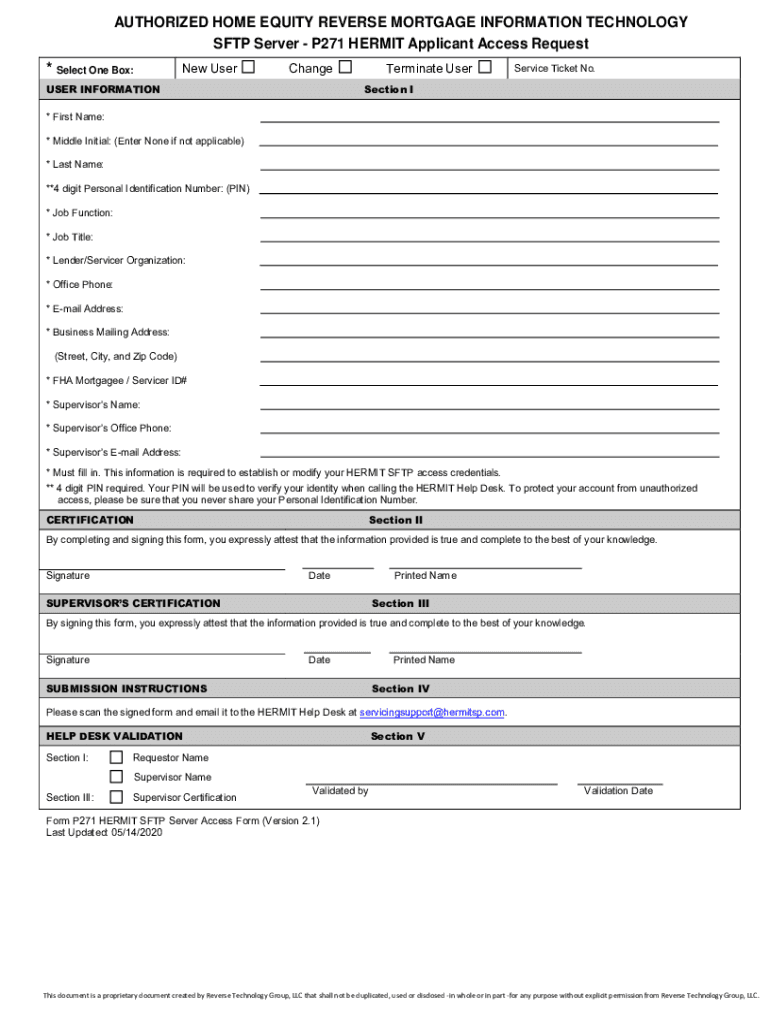 Fillable Online HECM SP HERMIT user access form - HUD Fax Email Print ...