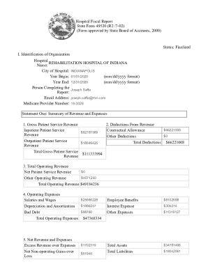 Fillable Online secure.in.gov health filesHospital Fiscal Report State ...