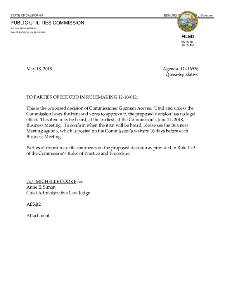 Fillable Online docs cpuc ca PUBLIC UTILITIES COMMISSION - Online ...