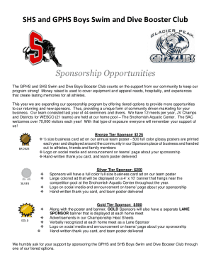 Fillable Online SHS and GPHS Boys Swim and Dive Booster Club Fax Email ...