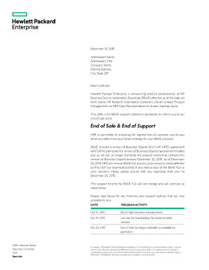 Fillable Online Hewlett Packard Enterprise - Customer Letter. HP IT SM ...