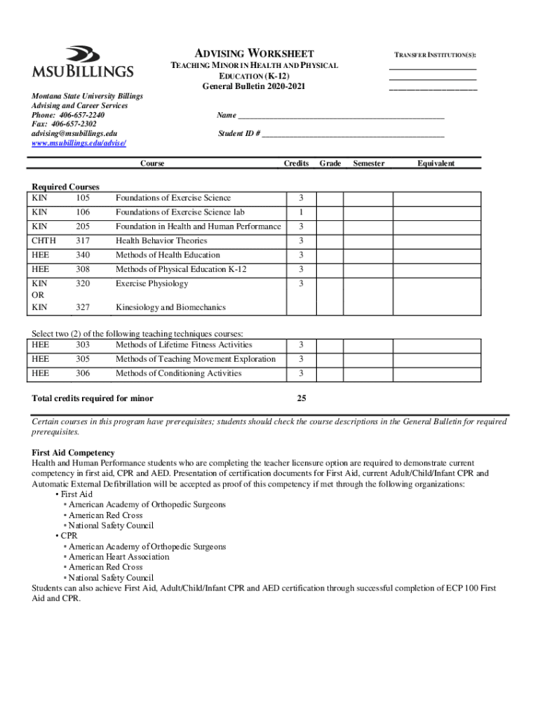 Fillable Online www.pdffiller.com547350535--ADVISING-WORKSHEETFillable ...