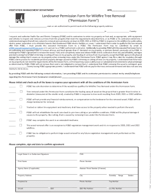 Fillable Online Landowner Permission Form for Wildfire Tree Removal ...