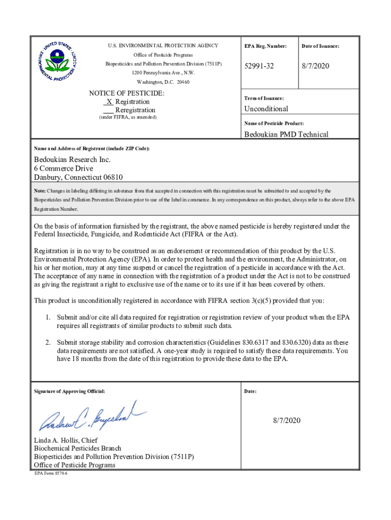 Fillable Online US EPA, Pesticide Product Label, Bedoukian PMD ...