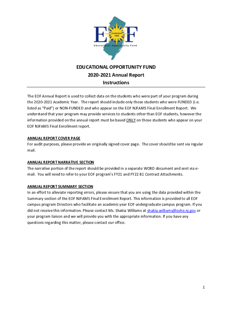 Fillable Online EDUCATIONAL OPPORTUNITY FUND 2020-2021 Annual Report ...