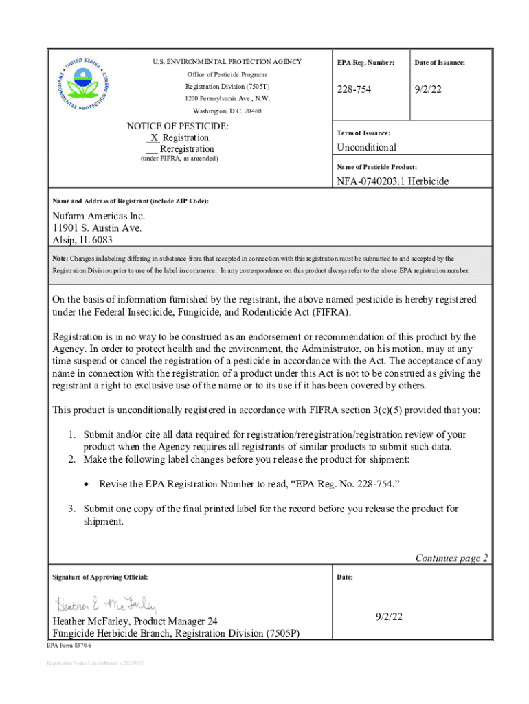 Fillable Online US EPA, Pesticide Product Label, NFA-0740203.1 ...