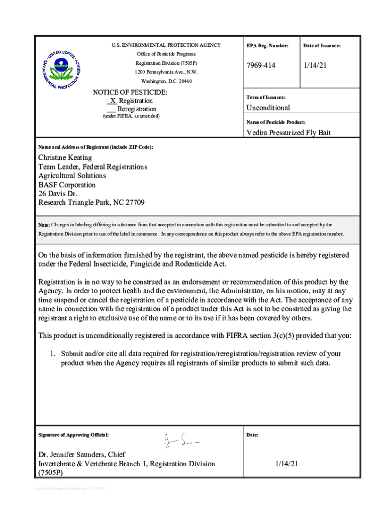 Fillable Online US EPA, Pesticide Product Label, Vedira Pressurized Fly ...