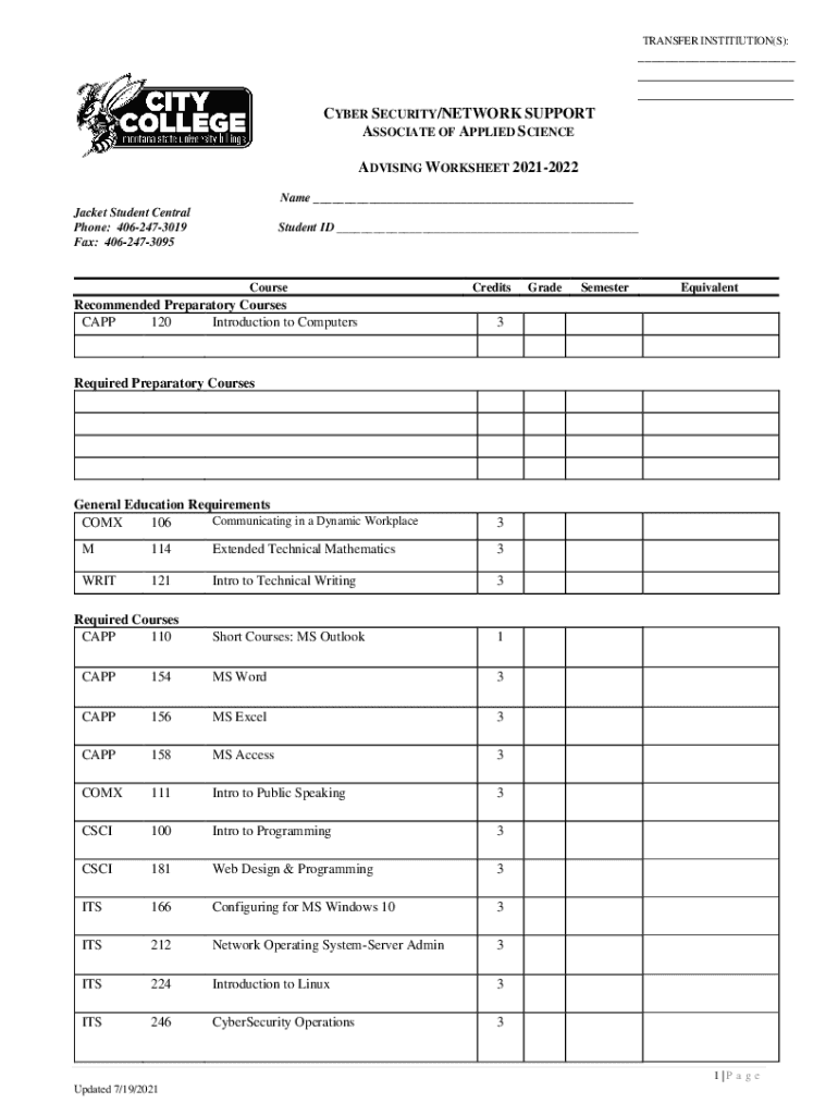 Fillable Online Cybersecurity, A.A.S. - Prince George's Community ...