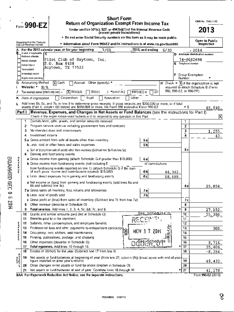 Fillable Online About Form 990-EZ, Short Form Return of ...