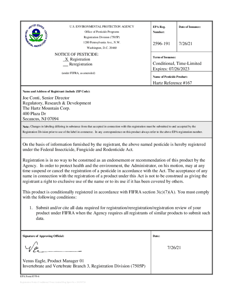 Fillable Online US EPA, Pesticide Product Label, Hartz Reference 167,07 ...