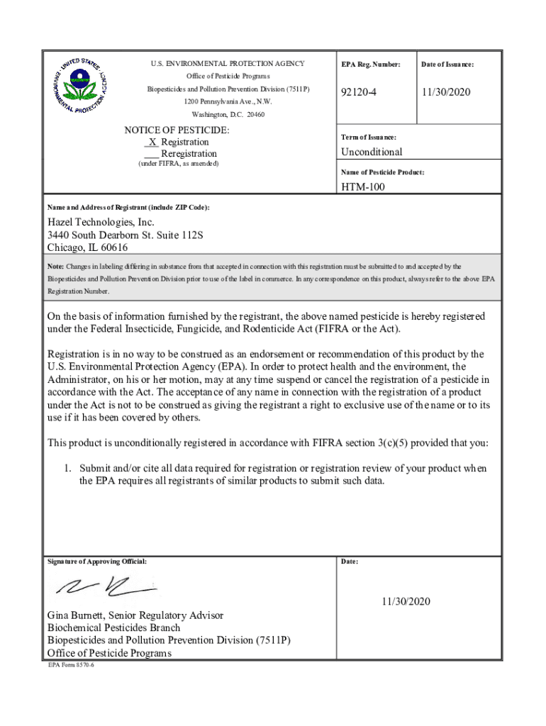 Fillable Online US EPA, Pesticide Product Label, HTM-100,11/30/2020 ...