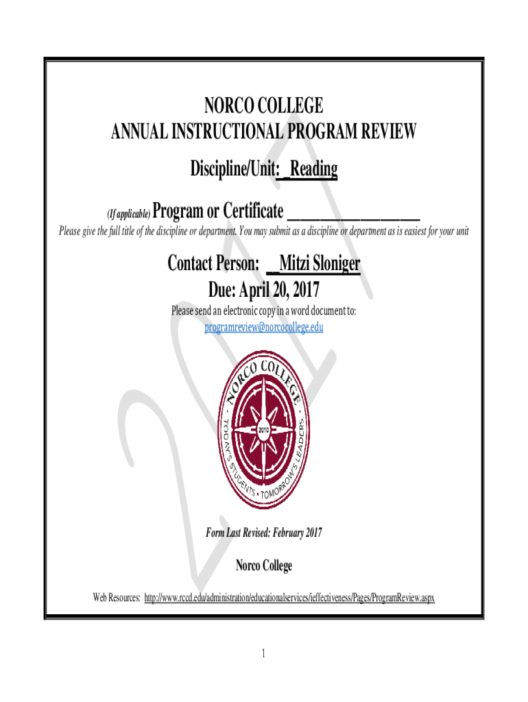 Fillable Online Discipline/Unit: Reading Fax Email Print - pdfFiller