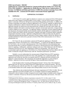 Fillable Online Supporting Statement OMB 3060 0027 Form 301 FM ...