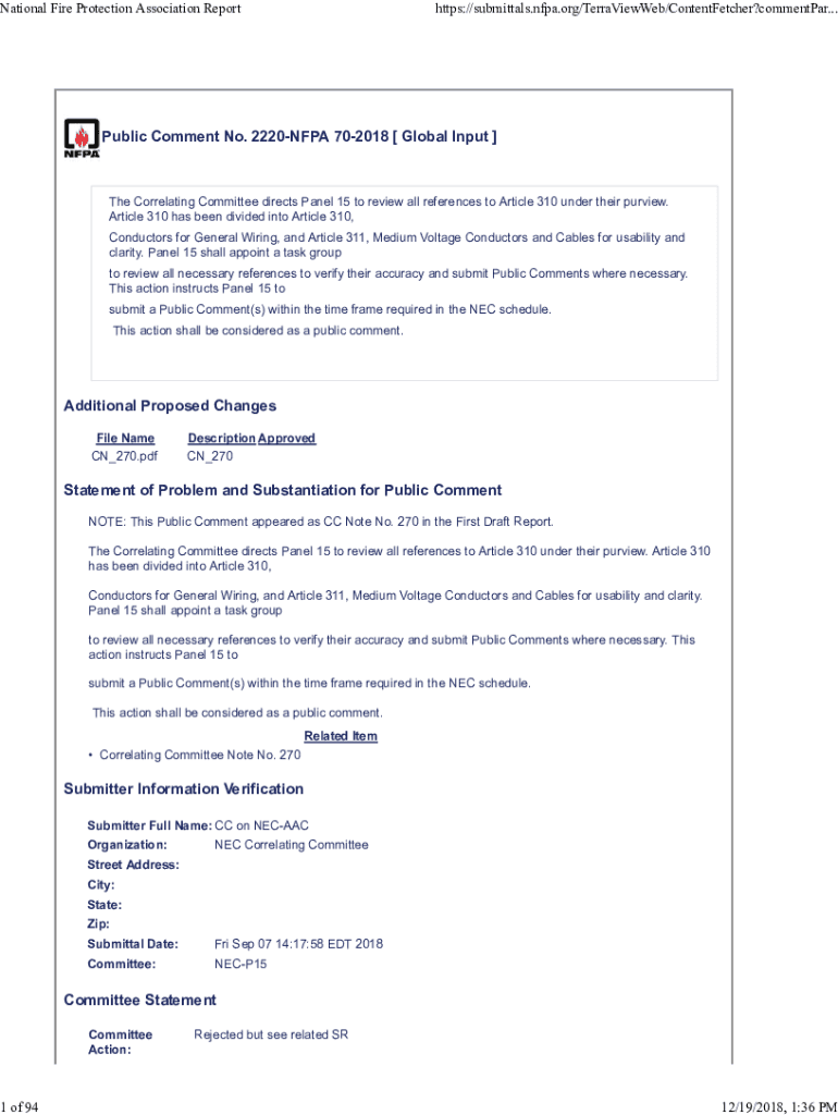 Fillable Online www.nfpa.org 70 70A2019NECP15PCResponsesAdditional ...