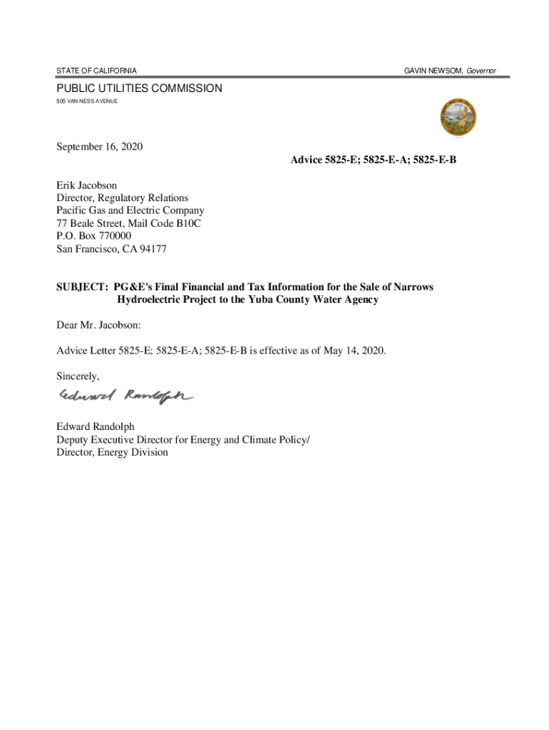 Fillable Online Advice 5825-E - PGE Fax Email Print - pdfFiller