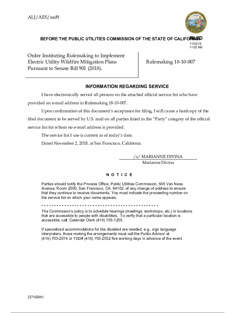 Fillable Online docs cpuc ca Order Instituting Rulemaking to Implement Electric Utility ... Fax ...