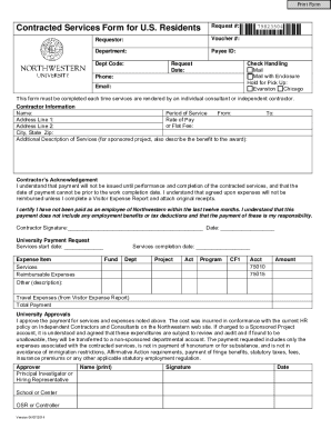Fillable Online Contracted Services Form for U.S. Residents Request ...