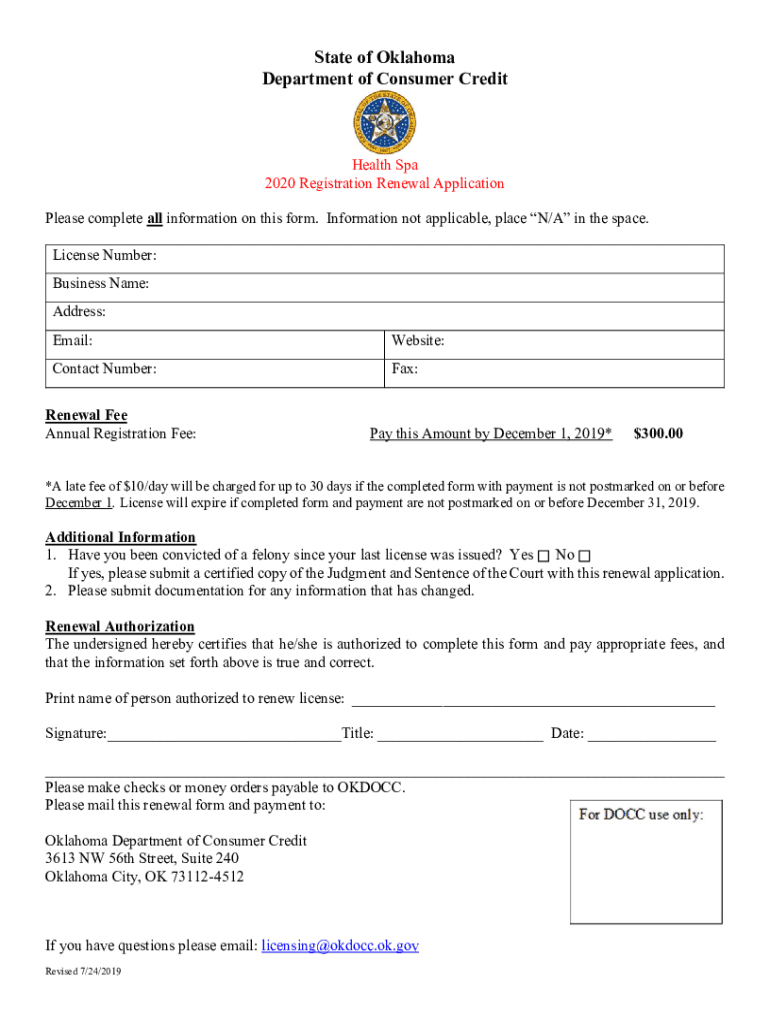 Fillable Online Oklahoma Vehicle Registration Renewal & InfoDMV ...